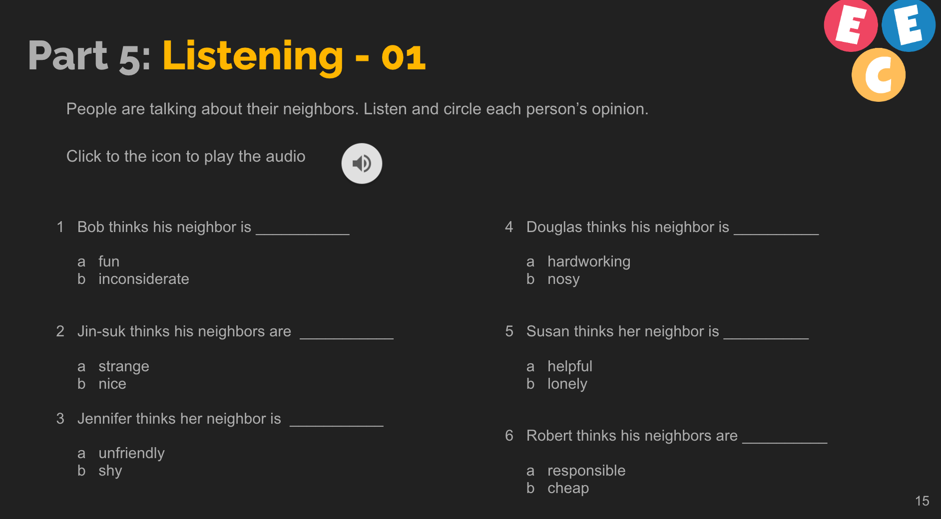 Bài 4: Neighbors - tài liệu tiếng Anh giao tiếp miễn phí - Enrich ...